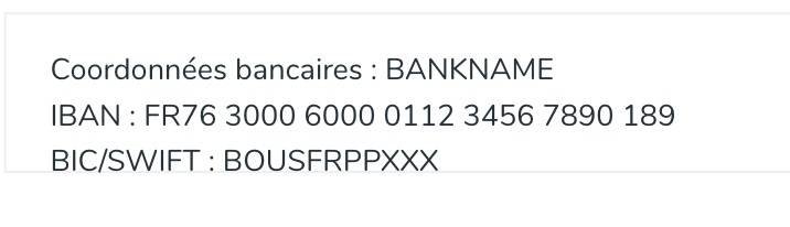 Affichage des coordonnées bancaires, et gestion des paiements ...
